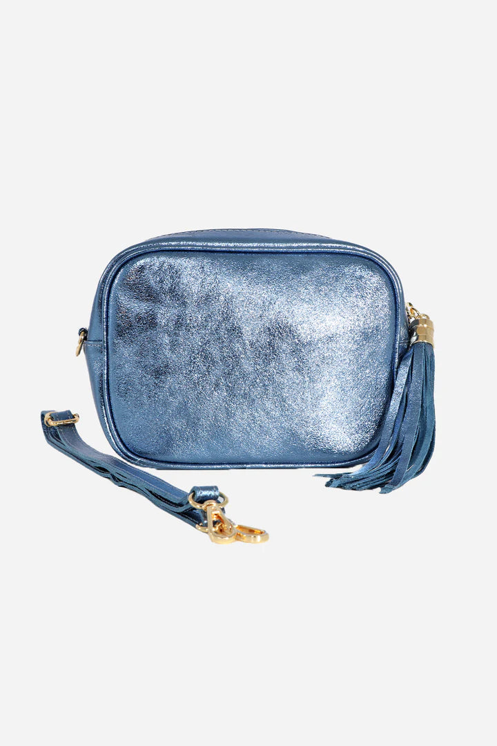 Metallic Denim Blue Camera Bag – Silk Sisters (Otley)